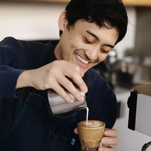 drinking coffee blue