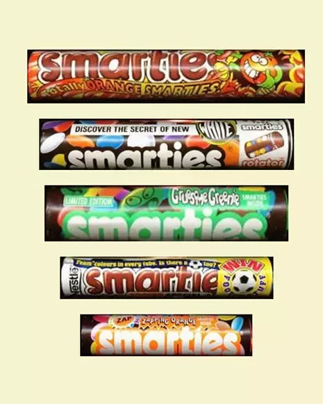 smarties logo evolution